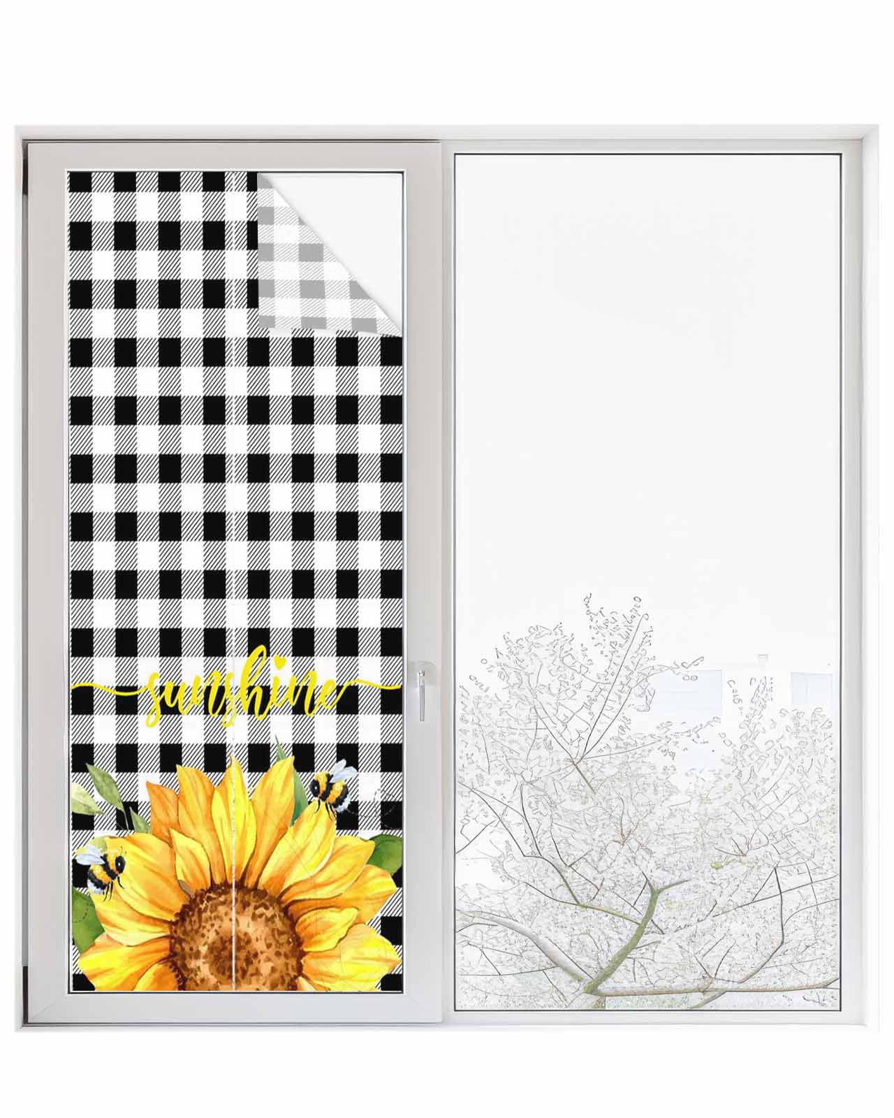 Window Privacy Film Sunflowers Stained Glass Window Film Decorative Sun ...
