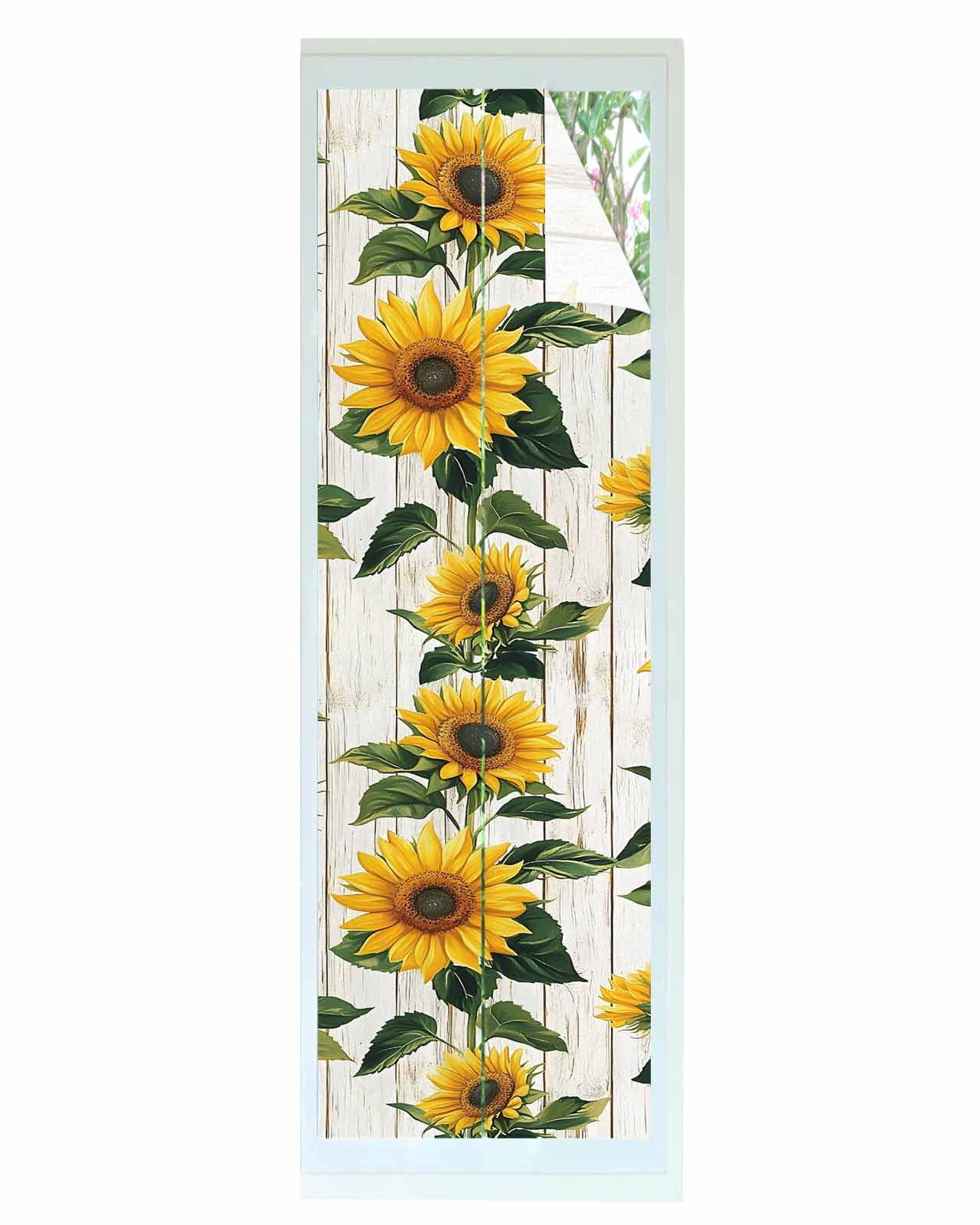 Window Privacy Film Sunflowers Stained Glass Window Film Decorative Sun ...