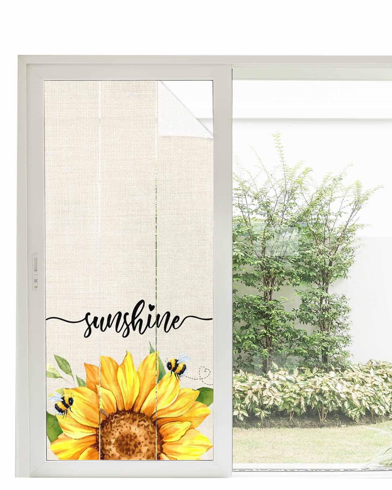 Window Privacy Film Sunflowers Stained Glass Window Film Decorative Sun ...