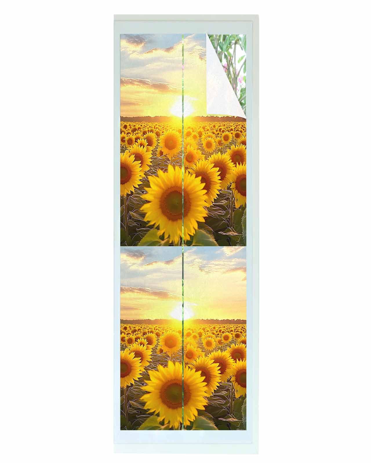 Window Privacy Film Sunflowers Stained Glass Window Film Decorative Sun ...
