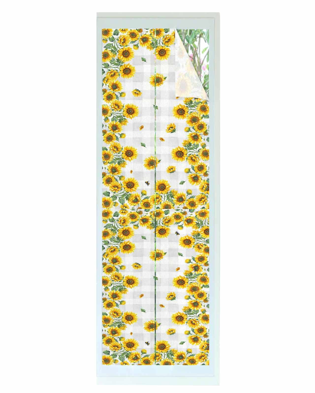 Window Privacy Film Sunflowers Stained Glass Window Film Decorative Sun ...