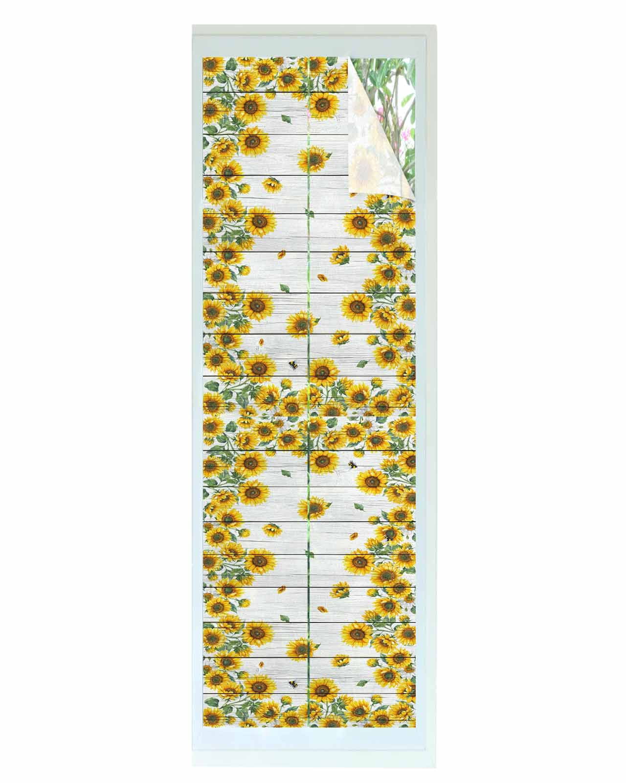 Window Privacy Film Sunflowers Stained Glass Window Film Decorative Sun ...