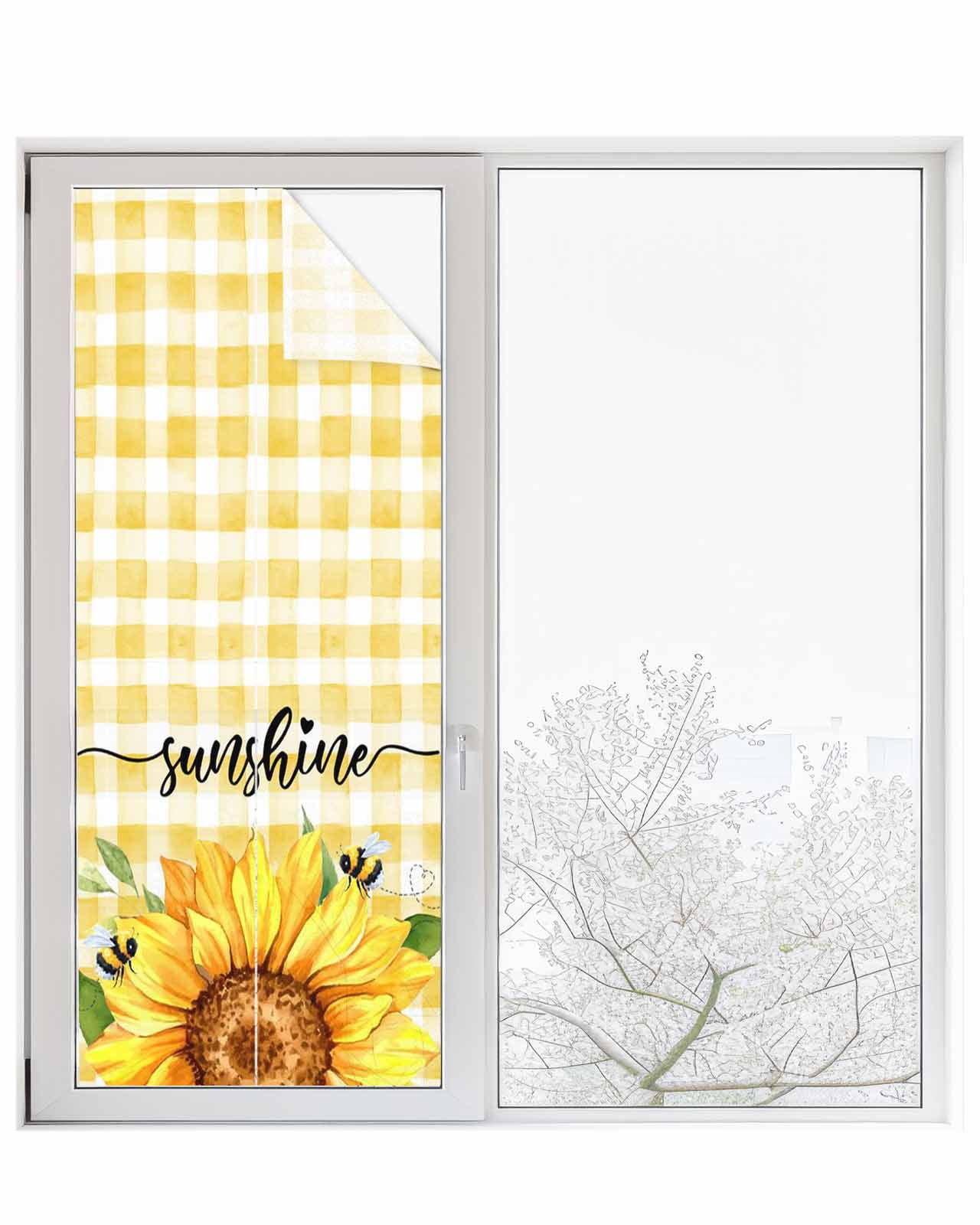 Window Privacy Film Sunflowers Stained Glass Window Film Decorative Sun ...