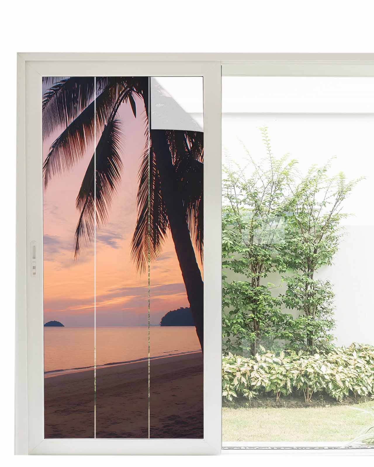 Window Privacy Film Sunset Summer Stained Glass Window Film Decorative ...