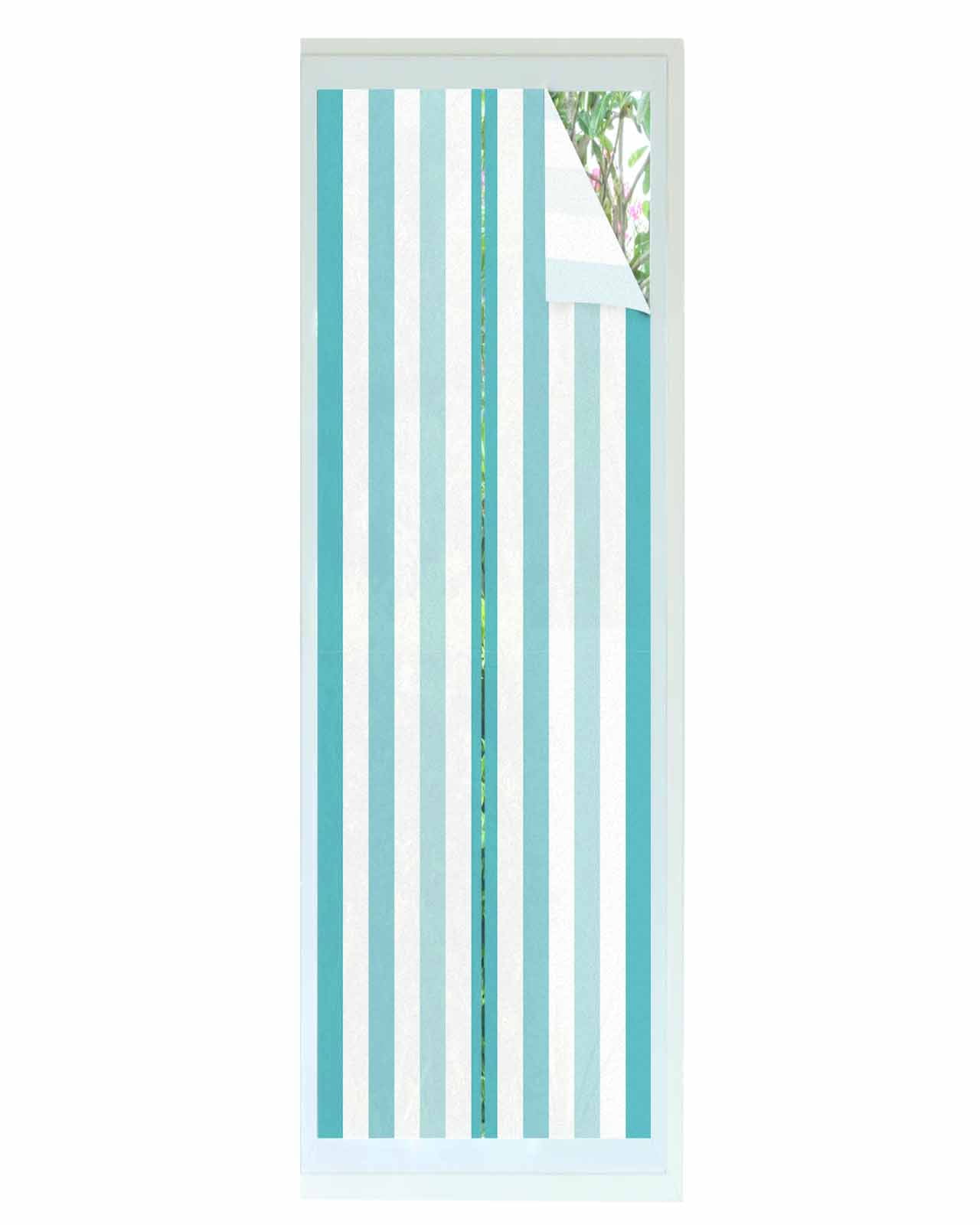 Window Privacy Film Teal Aqua Stripe Stained Glass Window Film ...