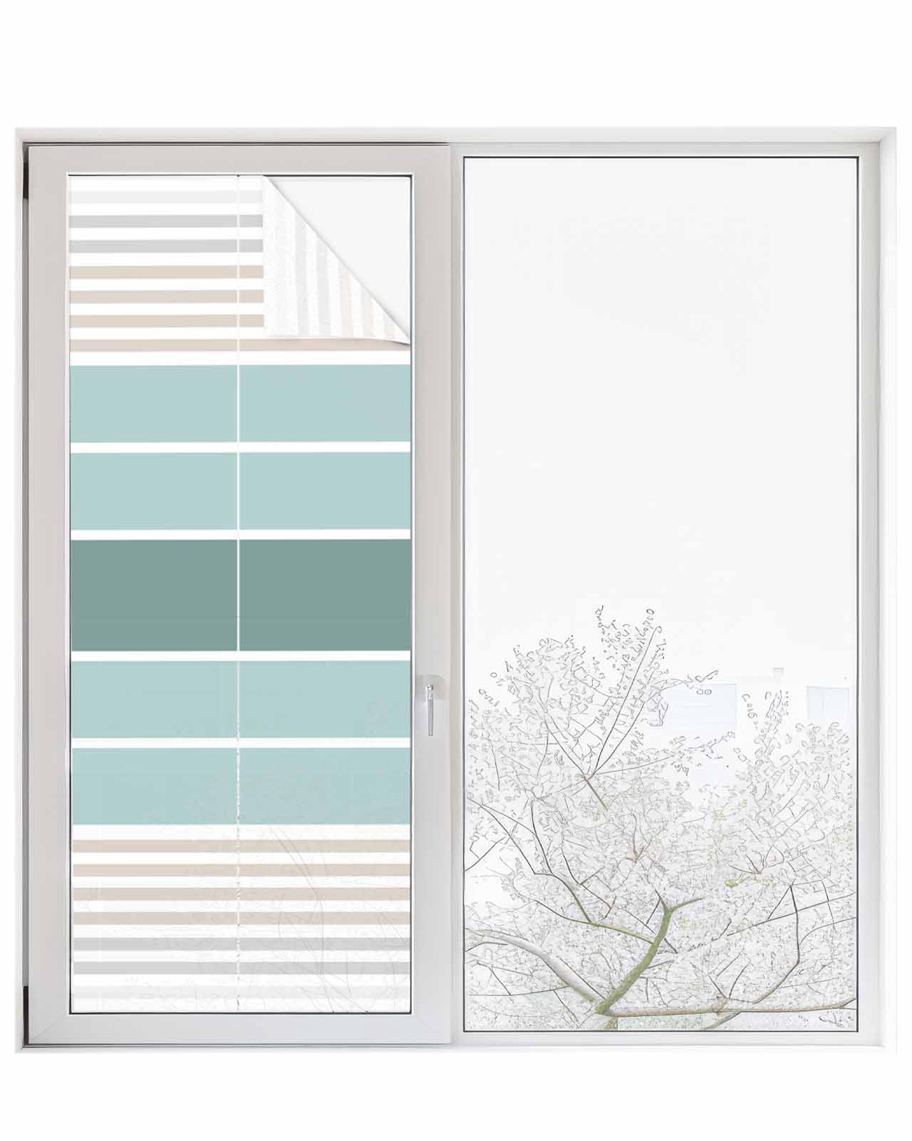 Window Privacy Film Teal Aqua Stripes Stained Glass Window Film ...