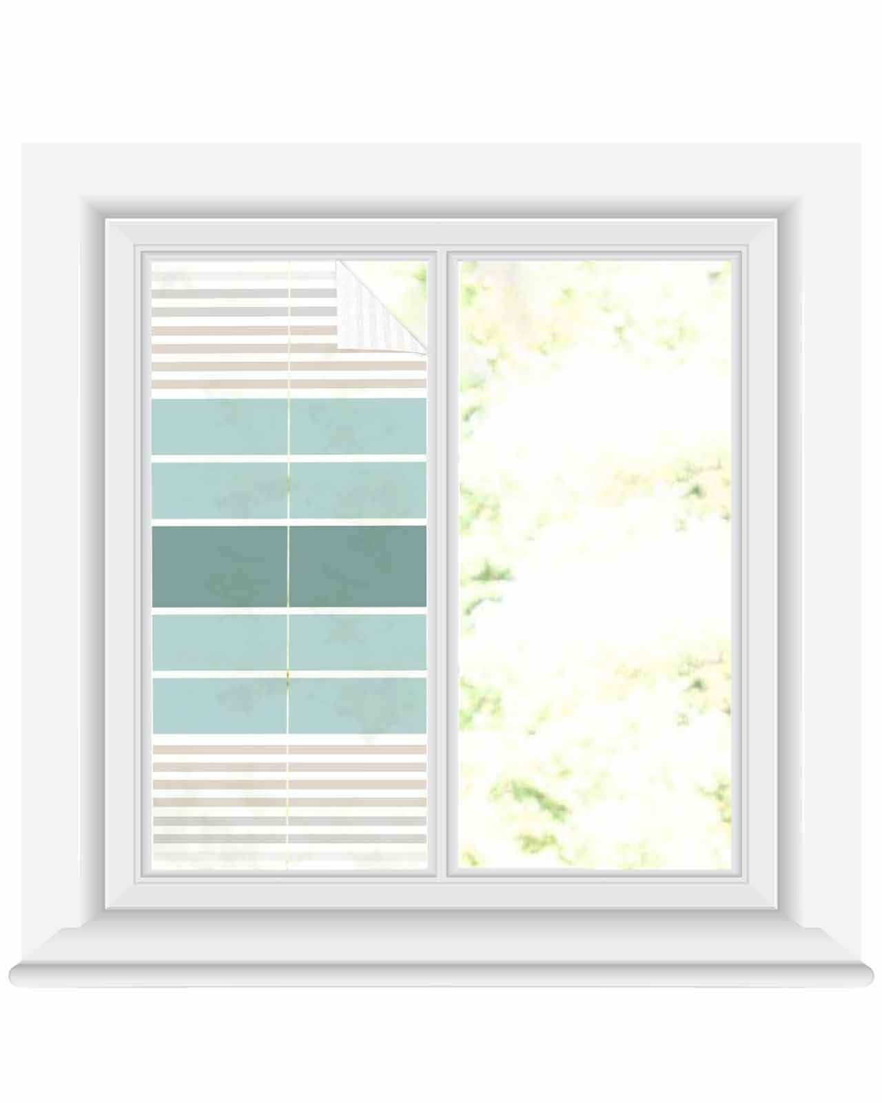 Window Privacy Film Teal Aqua Stripes Stained Glass Window Film ...
