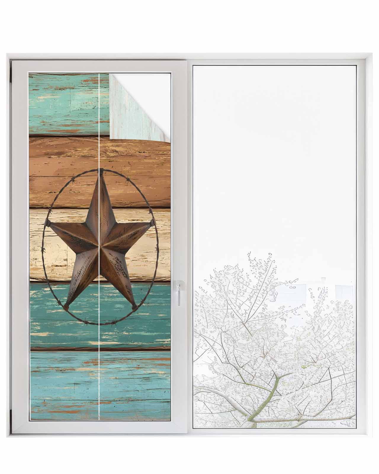 Window Privacy Film Teal Brown Stained Glass Window Film Decorative Sun ...