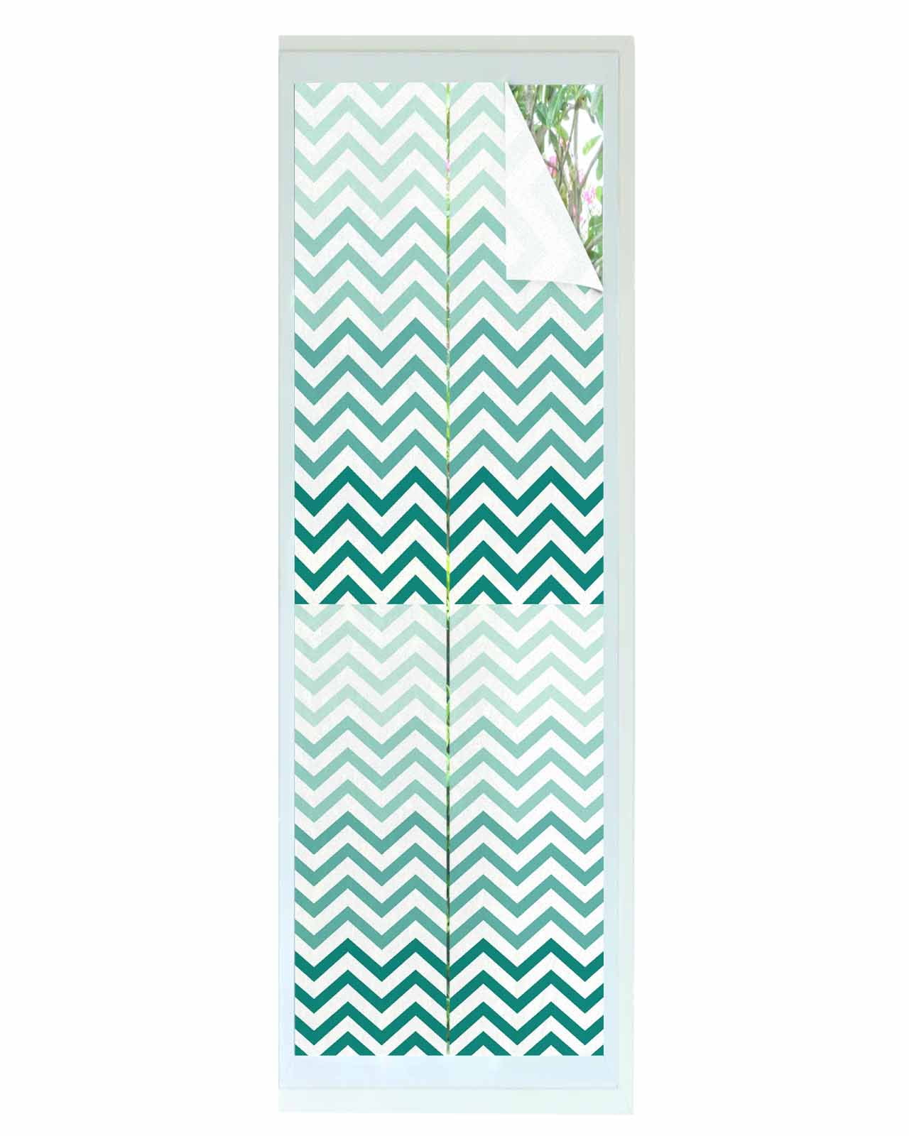 Window Privacy Film Teal Chevron Stained Glass Window Film Decorative ...