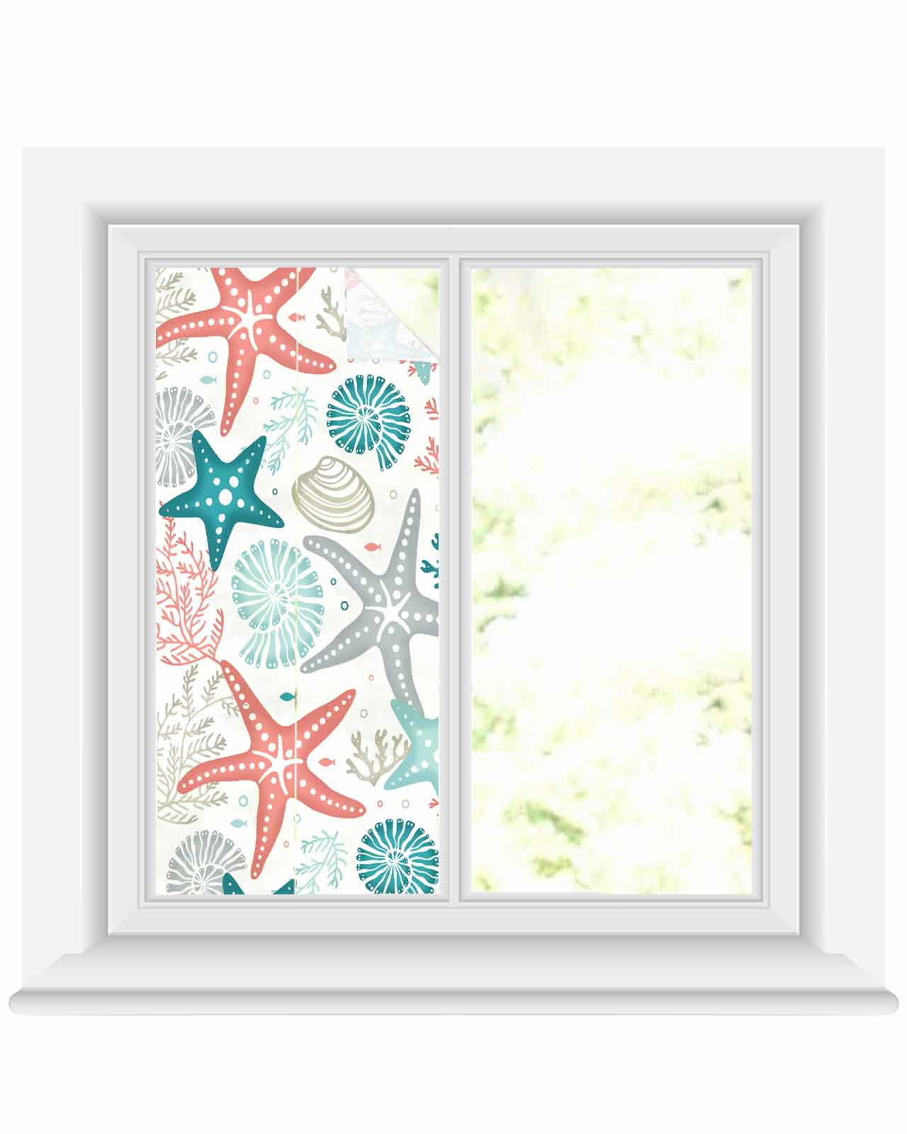 Window Privacy Film, Teal Green Coral Sun Blocking Window Tint Film ...