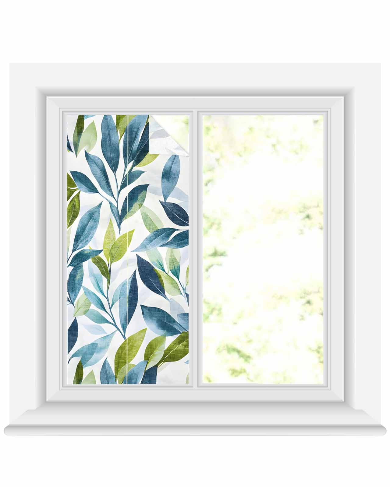 Window Privacy Film Teal Green Leaves Stained Glass Window Film ...