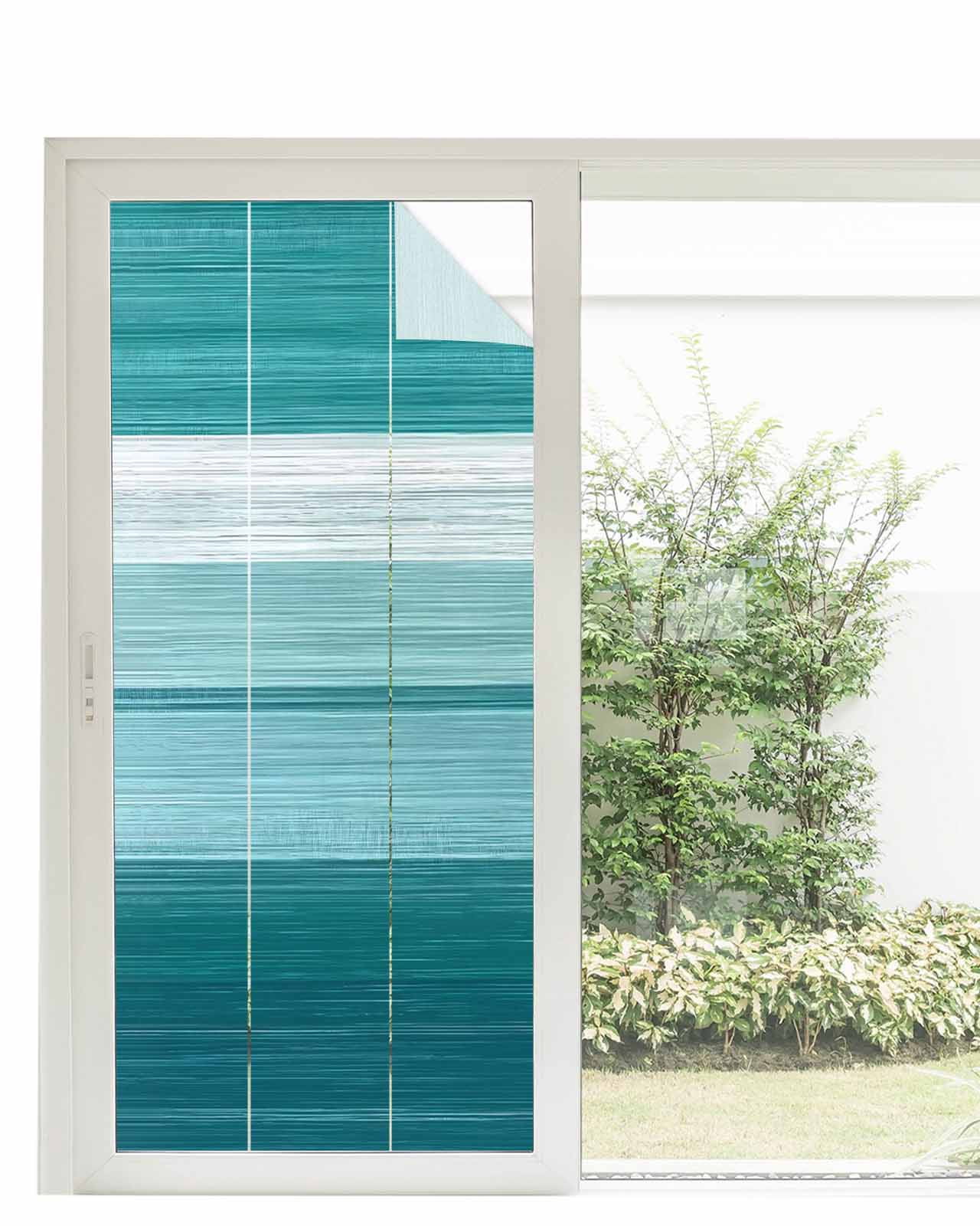 Window Privacy Film Teal Green Ombre Stripes Stained Glass Window Film ...