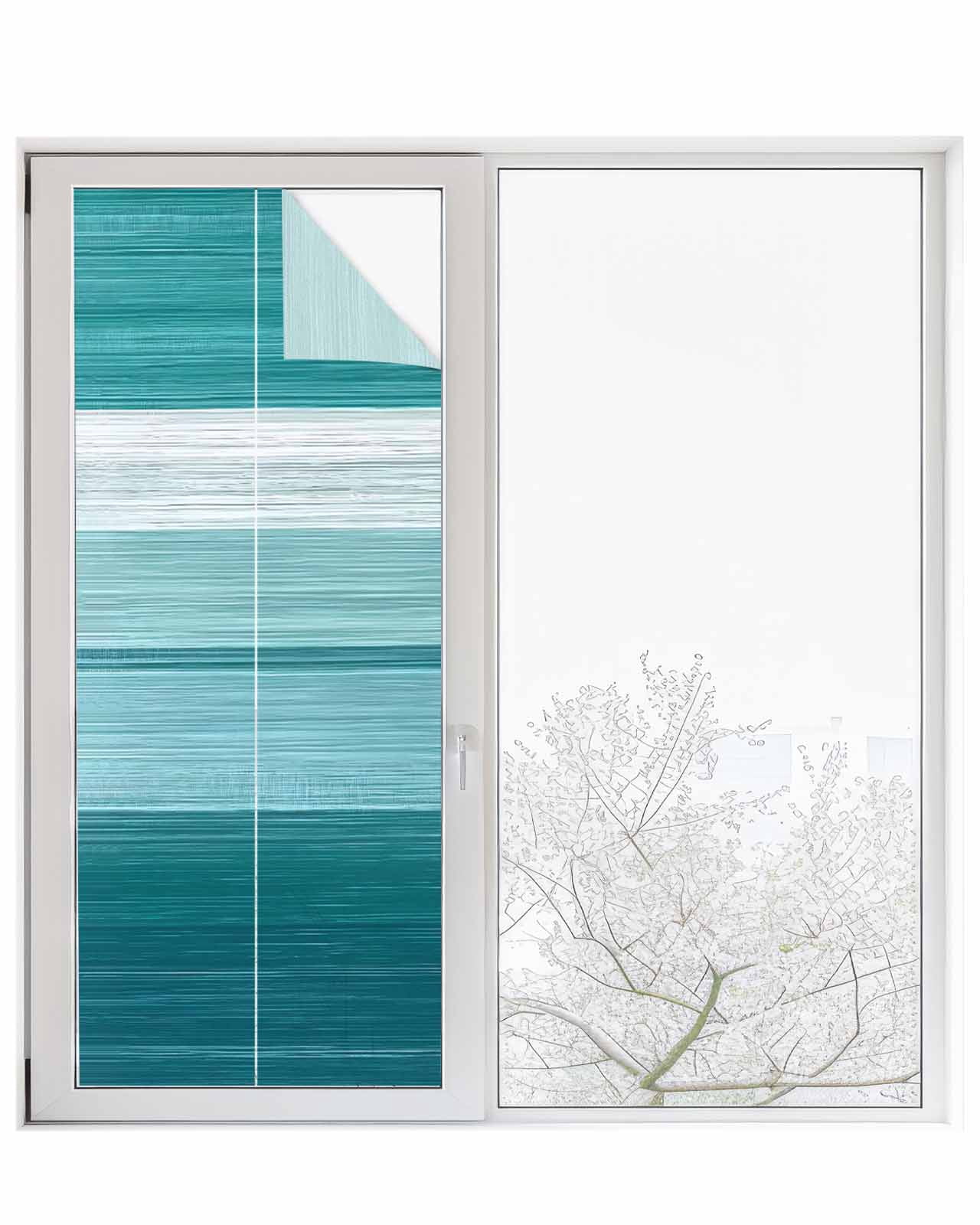 Window Privacy Film Teal Green Ombre Stripes Stained Glass Window Film ...