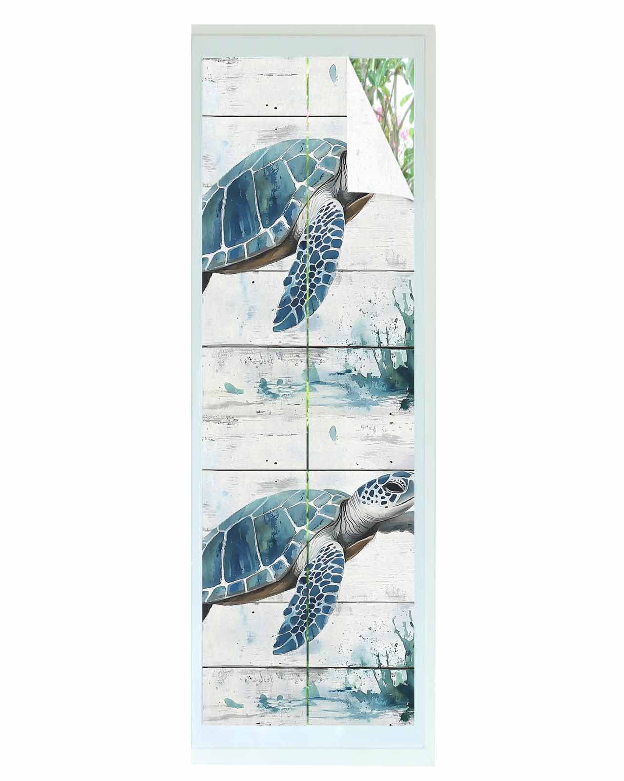 Window Privacy Film Teal Green Sea Turtle Stained Glass Window Film ...