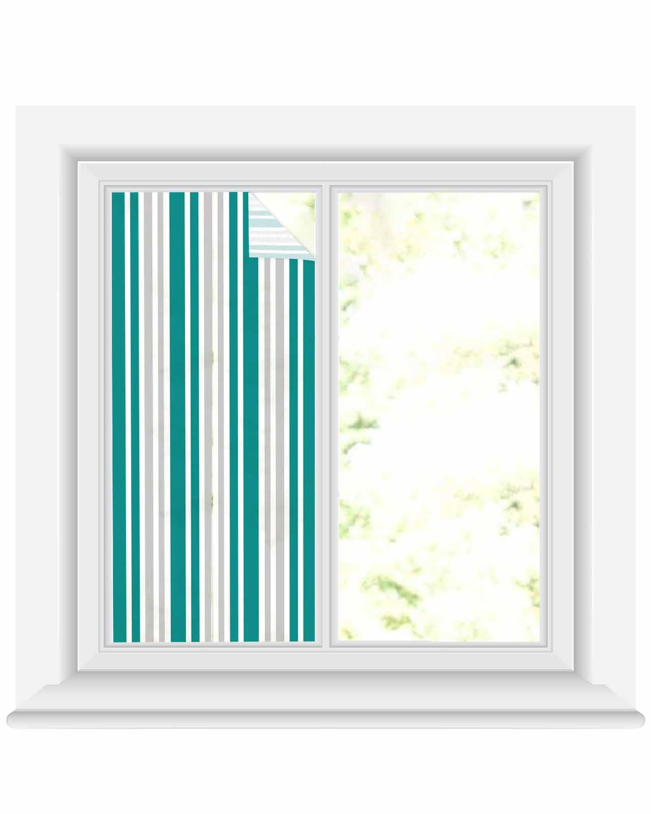 Window Privacy Film Teal Grey Stripe Stained Glass Window Film ...