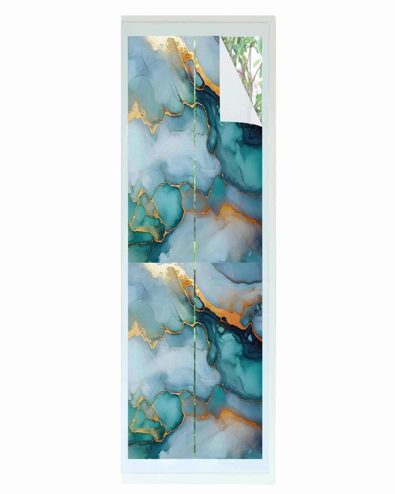 Window Privacy Film Teal Marble Stained Glass Window Film Decorative ...