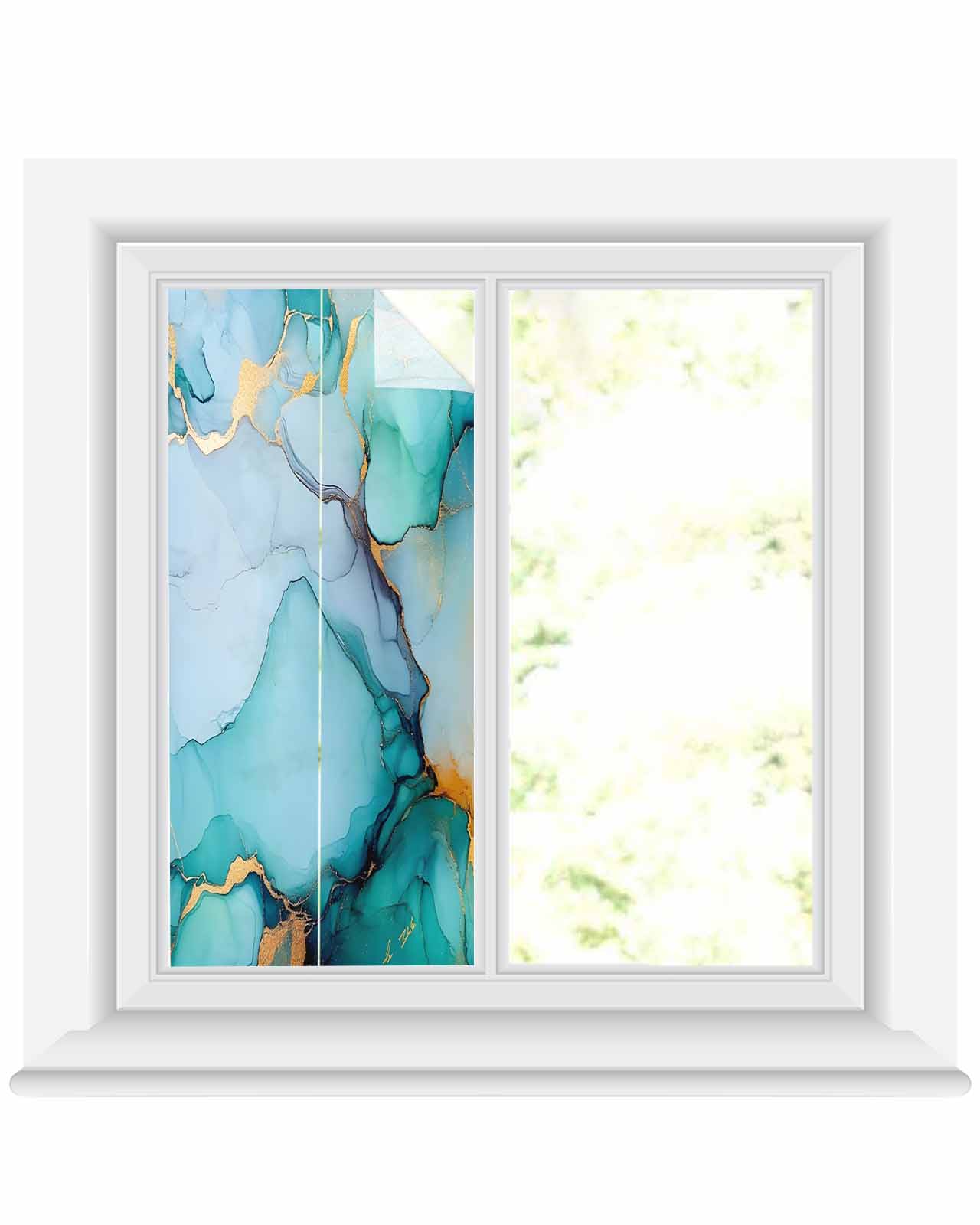 Window Privacy Film Teal Marble Stained Glass Window Film Decorative ...
