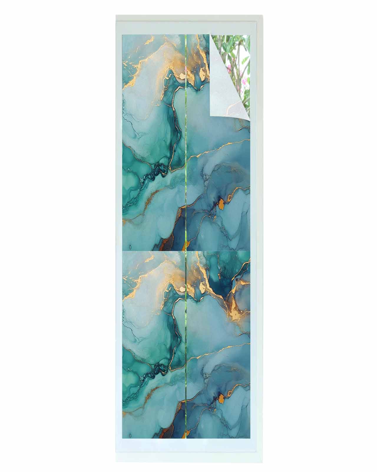 Window Privacy Film Teal Marble Stained Glass Window Film Decorative ...