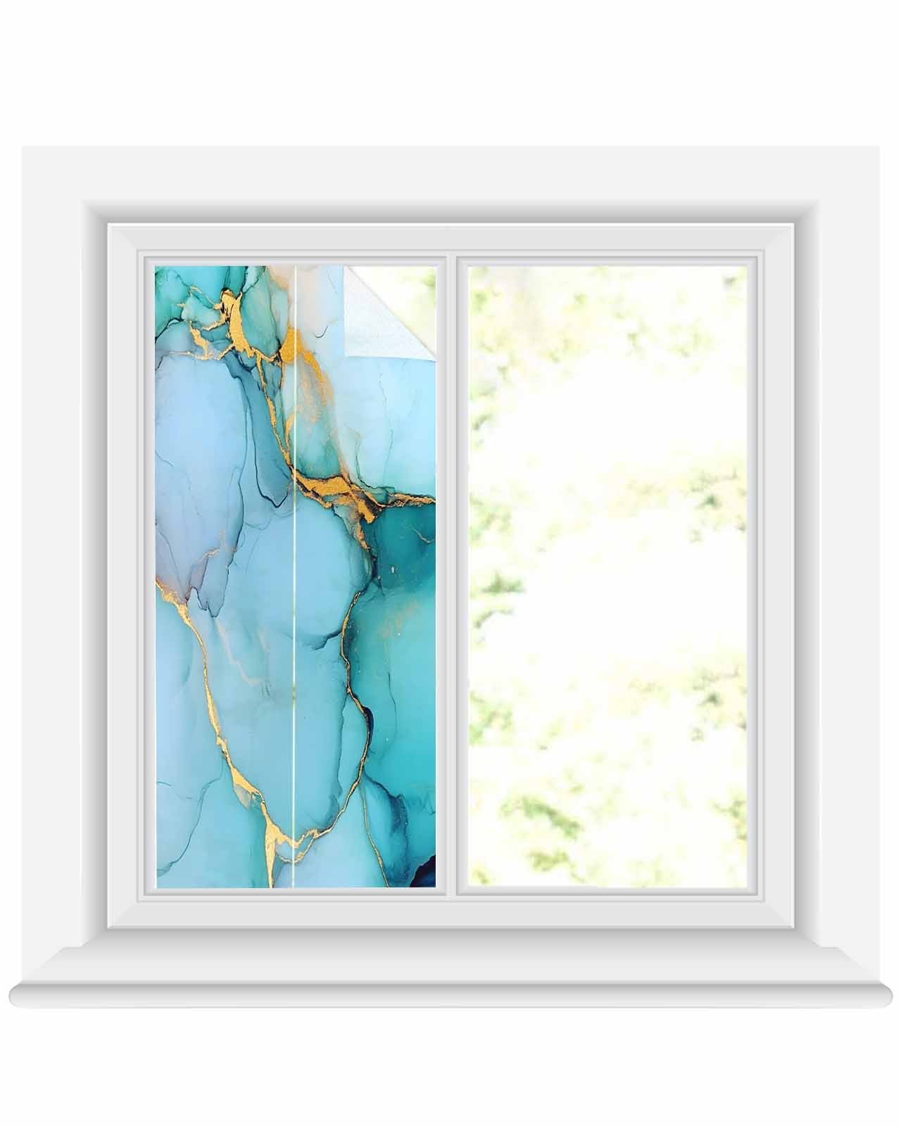 Window Privacy Film Teal Marble Stained Glass Window Film Decorative ...