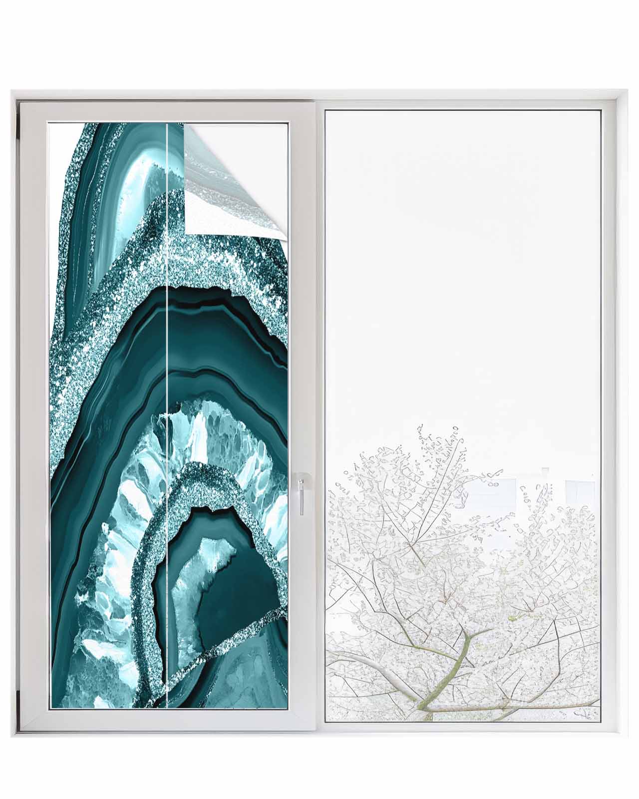 Window Privacy Film Teal Marble Stained Glass Window Film Decorative ...