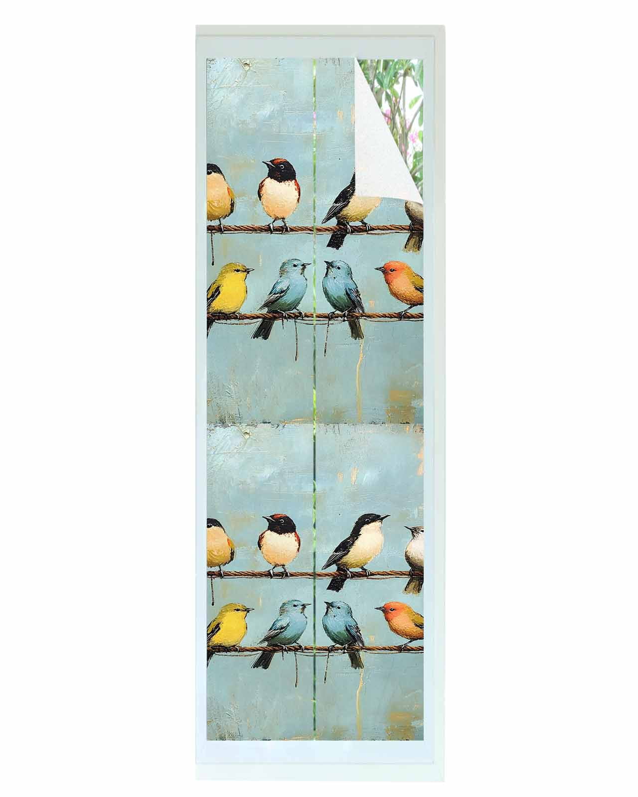 Window Privacy Film Teal Oil Painting Stained Glass Window Film ...