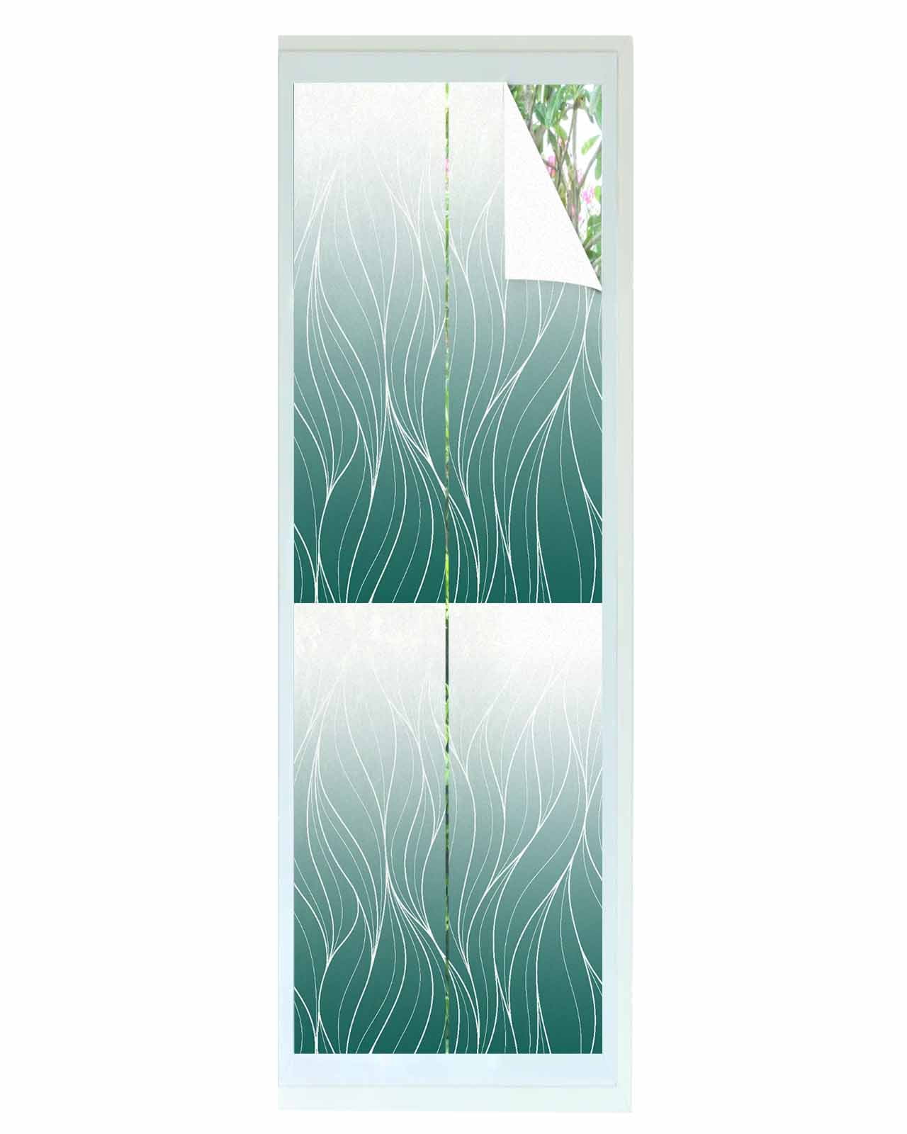 Window Privacy Film, Teal Ombre Lines UV Sun Blocking Window Tint Film ...