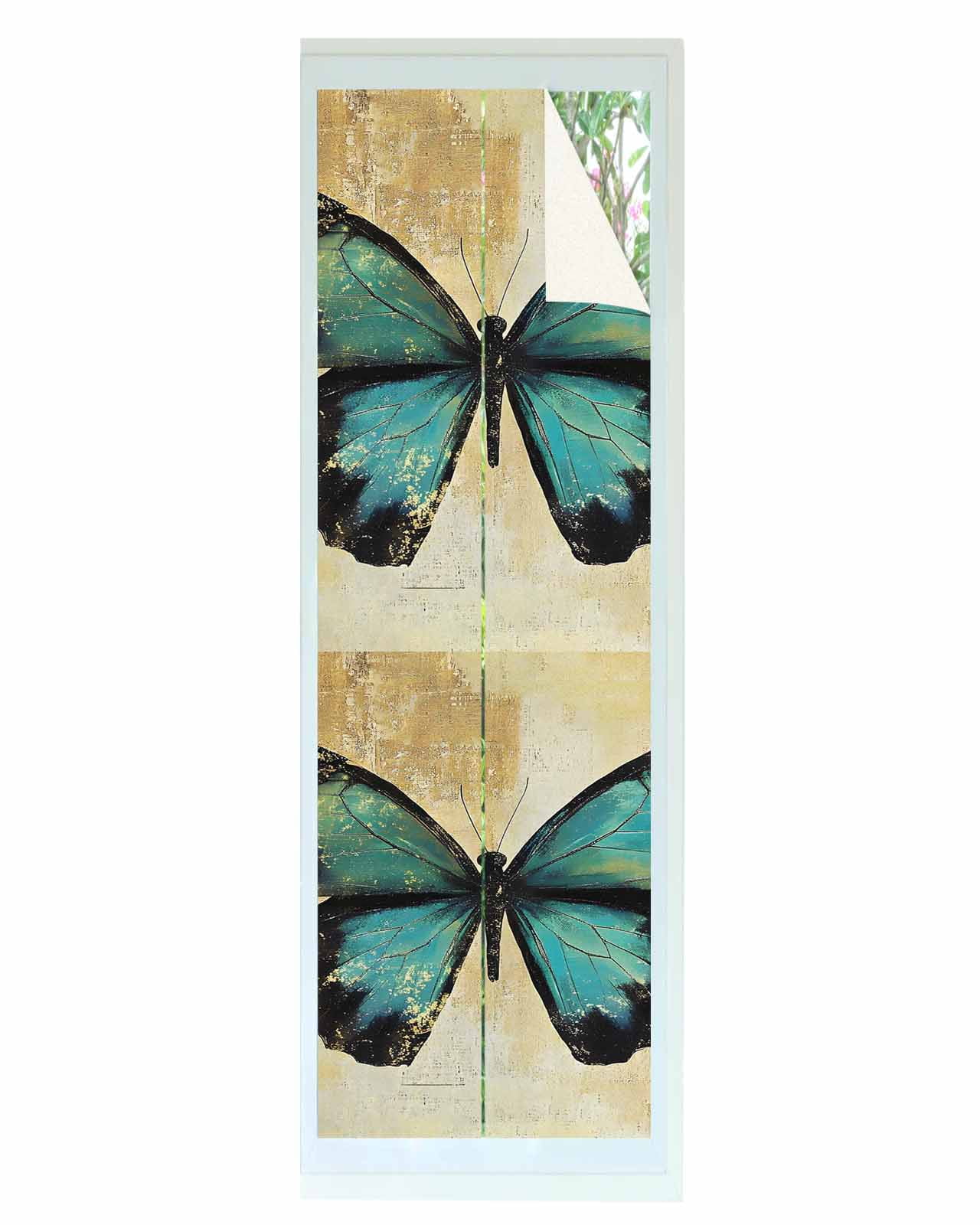 Window Privacy Film Teal Retro Butterfly Stained Glass Window Film ...