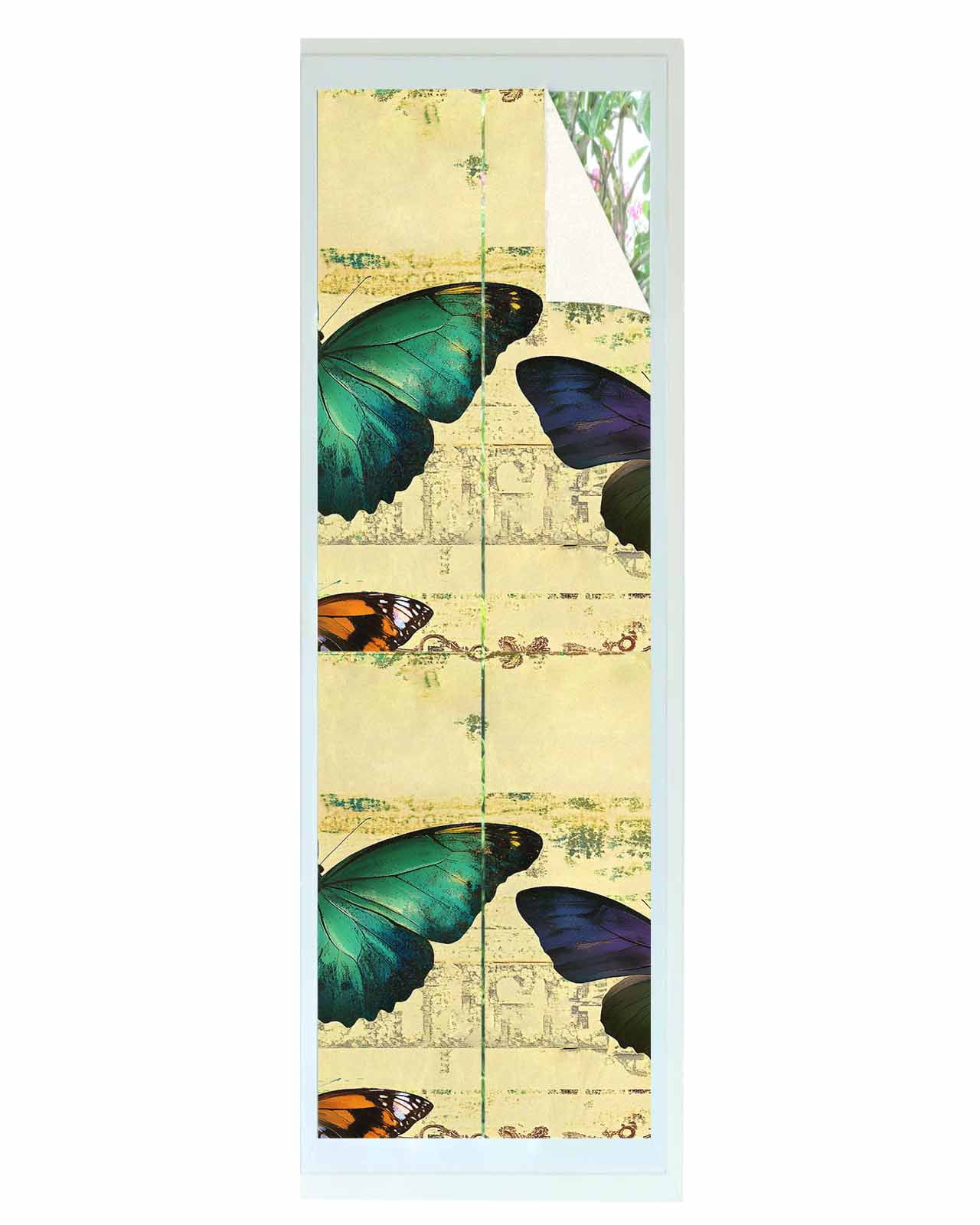 Window Privacy Film Teal Retro Butterfly Stained Glass Window Film ...