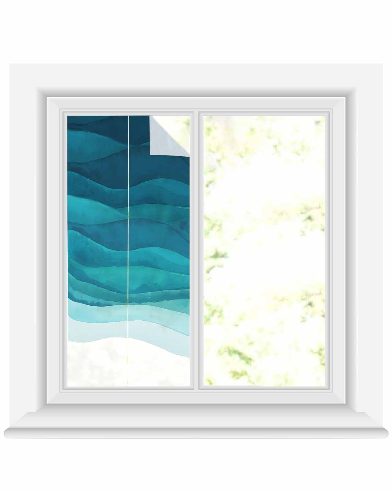 Window Privacy Film Teal Turquoise Waves Stained Glass Window Film ...