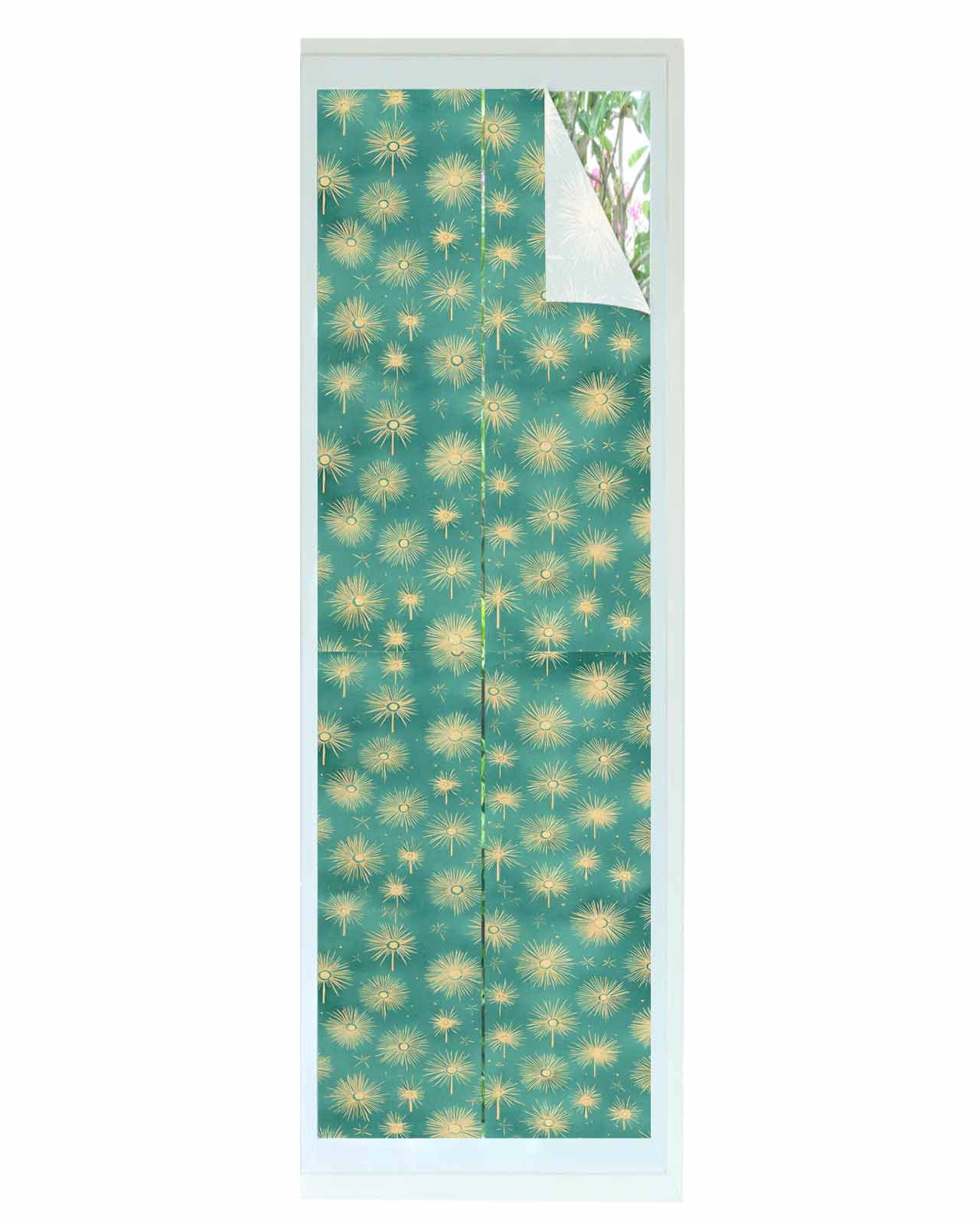 Window Privacy Film Teal Yellow Dandelion Stained Glass Window Film ...