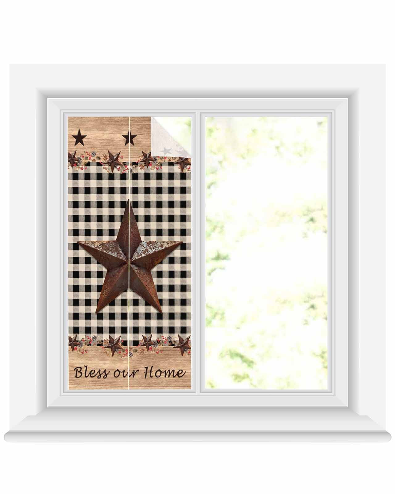 Window Privacy Film Texas Star Plaid Stained Glass Window Film ...