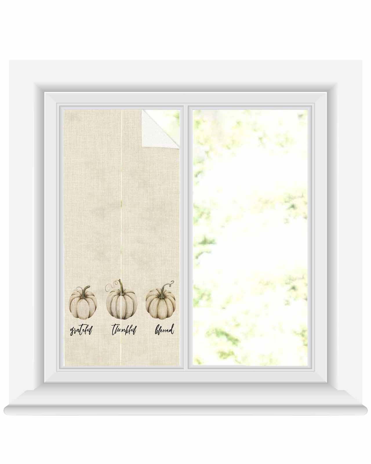 Window Privacy Film Thanksgiving Fall Pumpkins Stained Glass Window ...