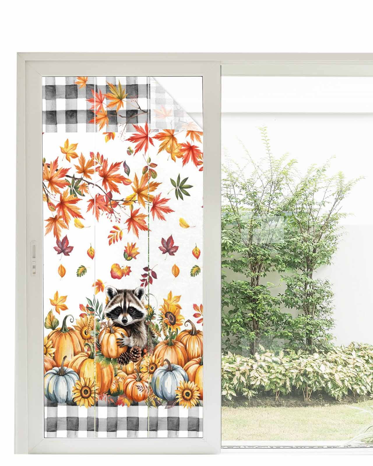 Window Privacy Film Thanksgiving Fox Stained Glass Window Film ...