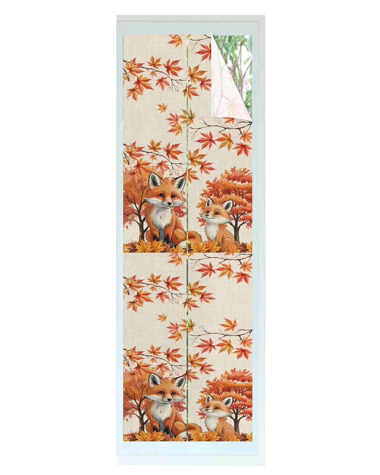 Window Privacy Film Thanksgiving Fox Stained Glass Window Film ...