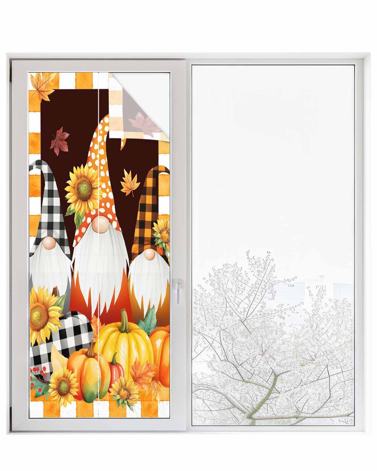 Window Privacy Film Thanksgiving Gnomes Stained Glass Window Film ...