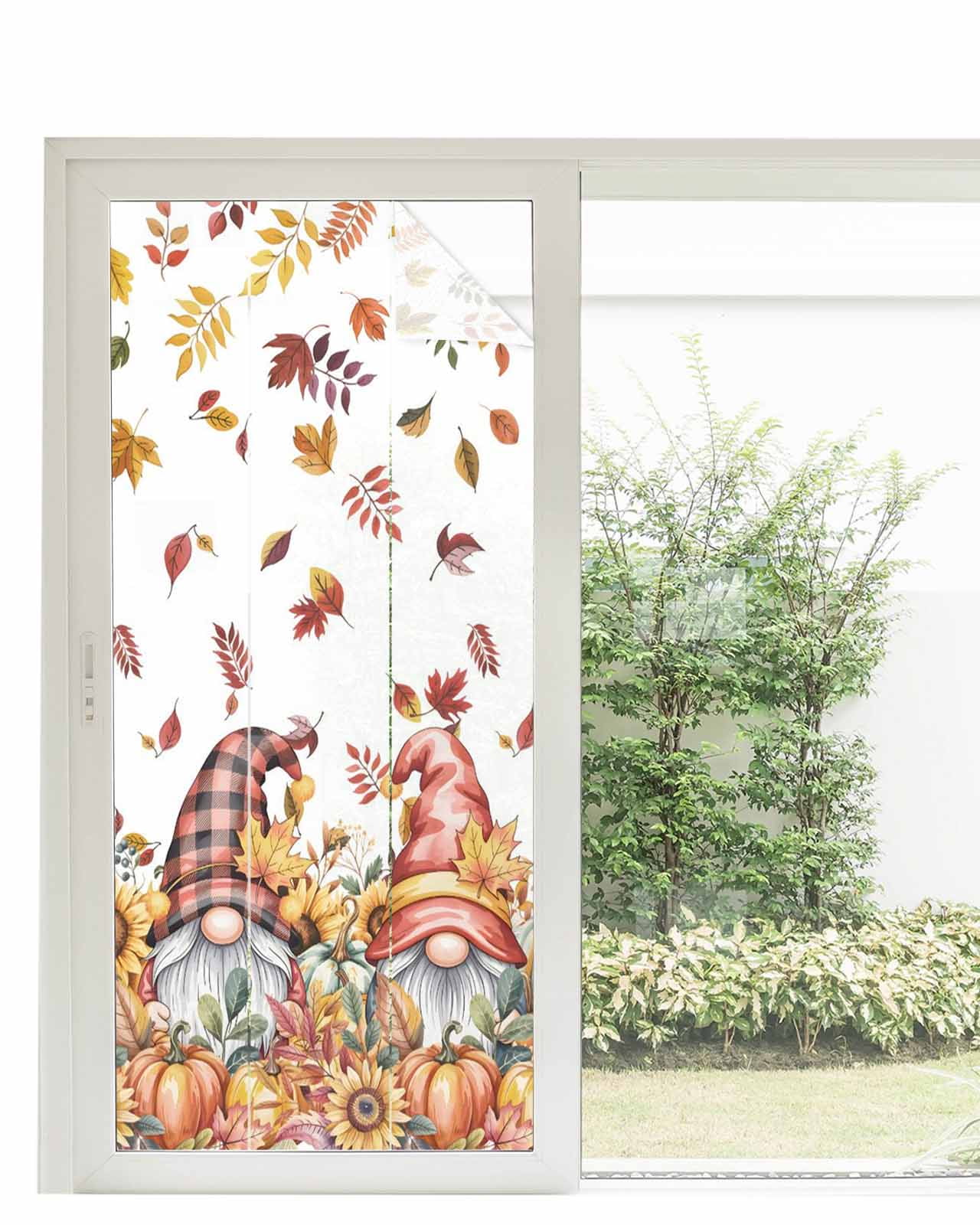 Window Privacy Film Thanksgiving Gnomes Stained Glass Window Film ...