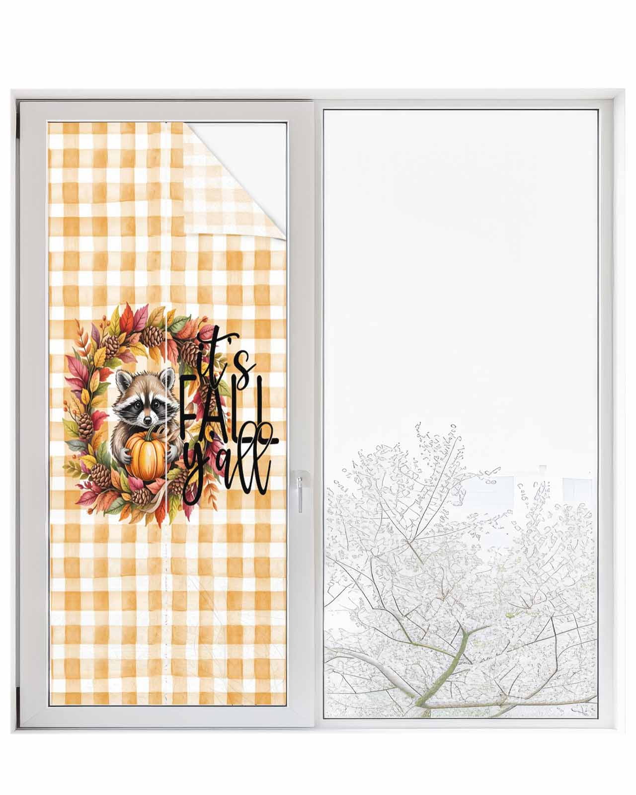 Window Privacy Film Thanksgiving Maple Stained Glass Window Film ...