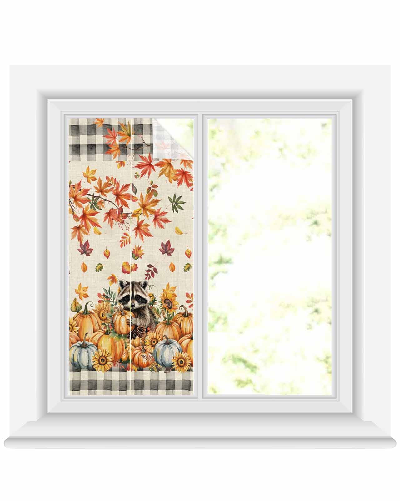 Window Privacy Film Thanksgiving Pumpkins Stained Glass Window Film ...