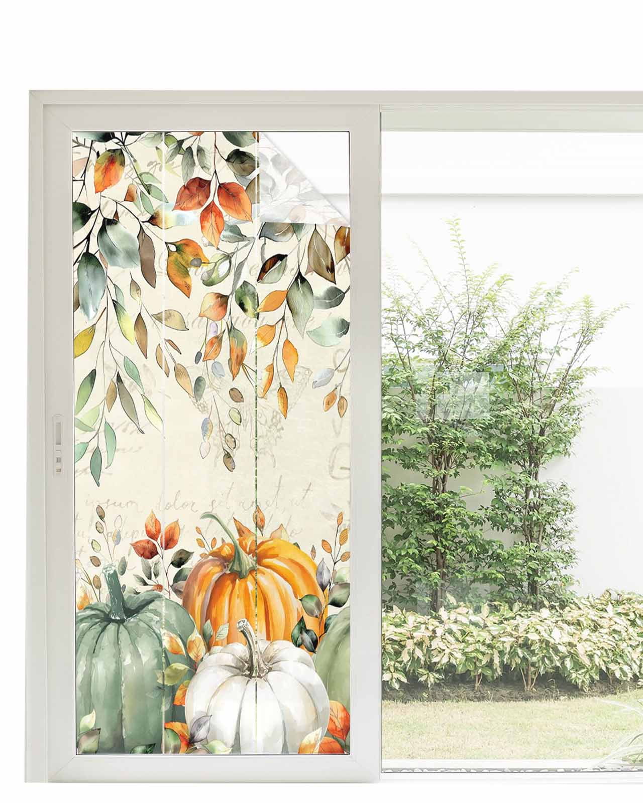 Window Privacy Film Thanksgiving Stained Glass Window Film Decorative ...