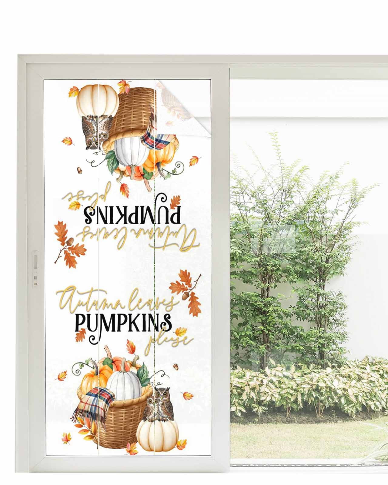 Window Privacy Film Thanksgiving Stained Glass Window Film Decorative ...