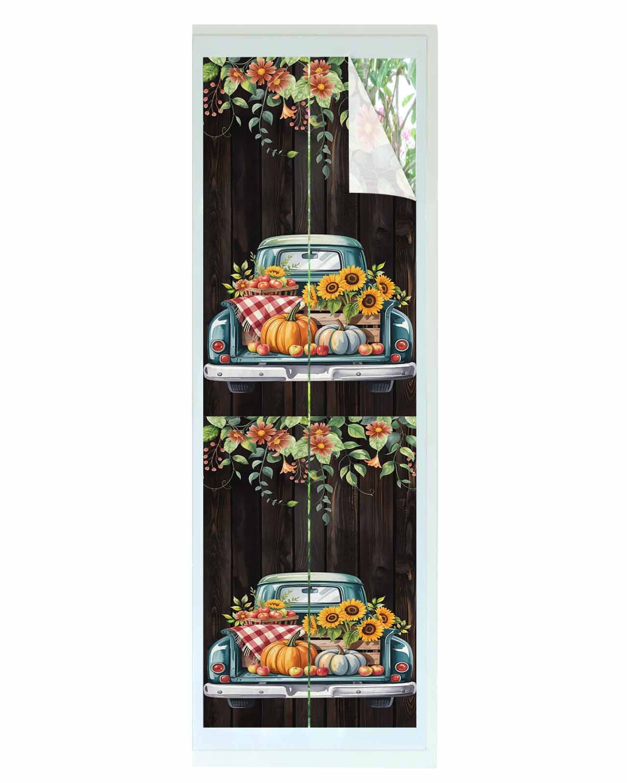Window Privacy Film Thanksgiving Sunflowers Stained Glass Window Film ...