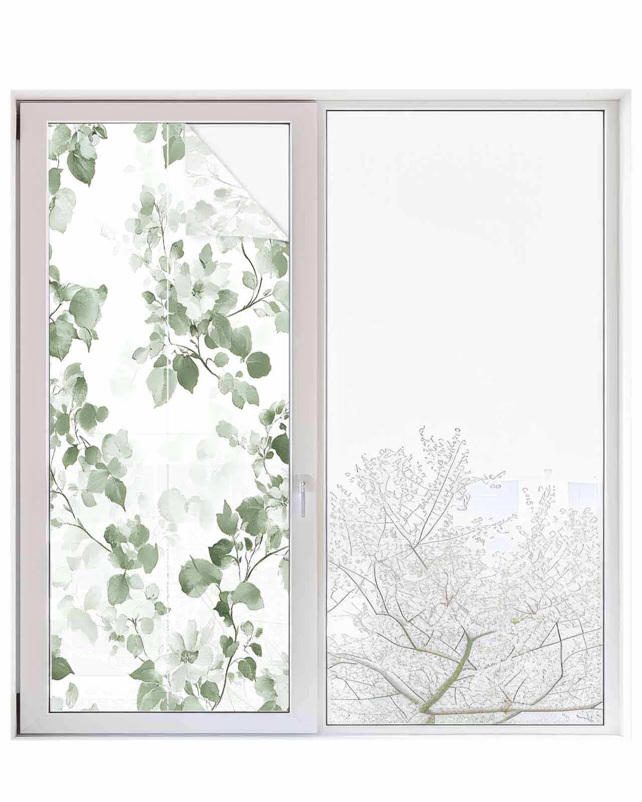 Window Privacy Film Tropical Foliage Stained Glass Window Film ...