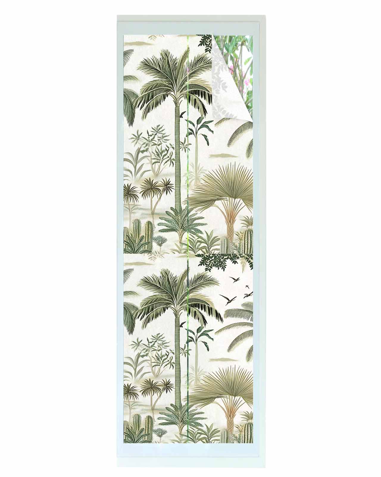 Window Privacy Film Tropical Green Palm Tree Stained Glass Window Film ...