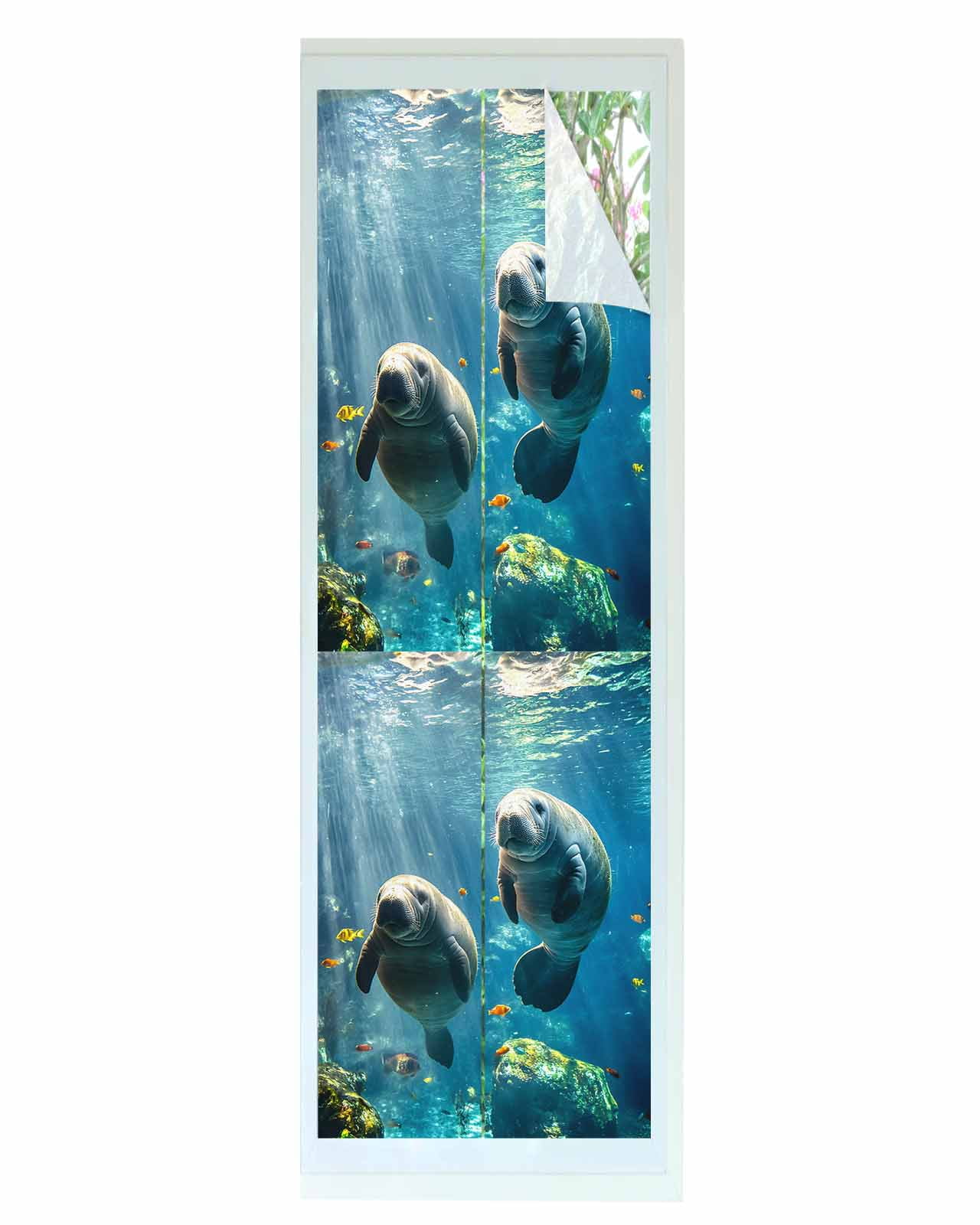 Window Privacy Film Tropical Ocean Sea Lion Stained Glass Window Film ...