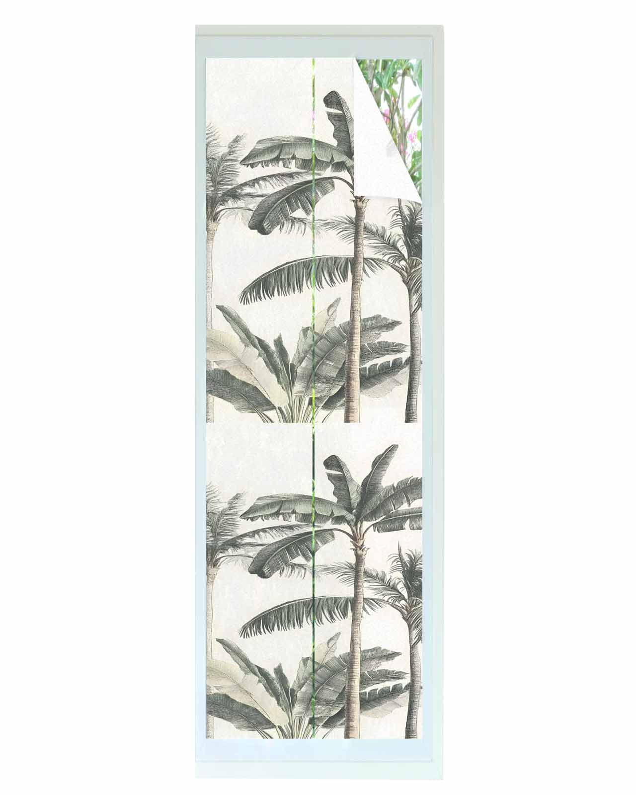 Window Privacy Film Tropical Palm Tree Stained Glass Window Film ...