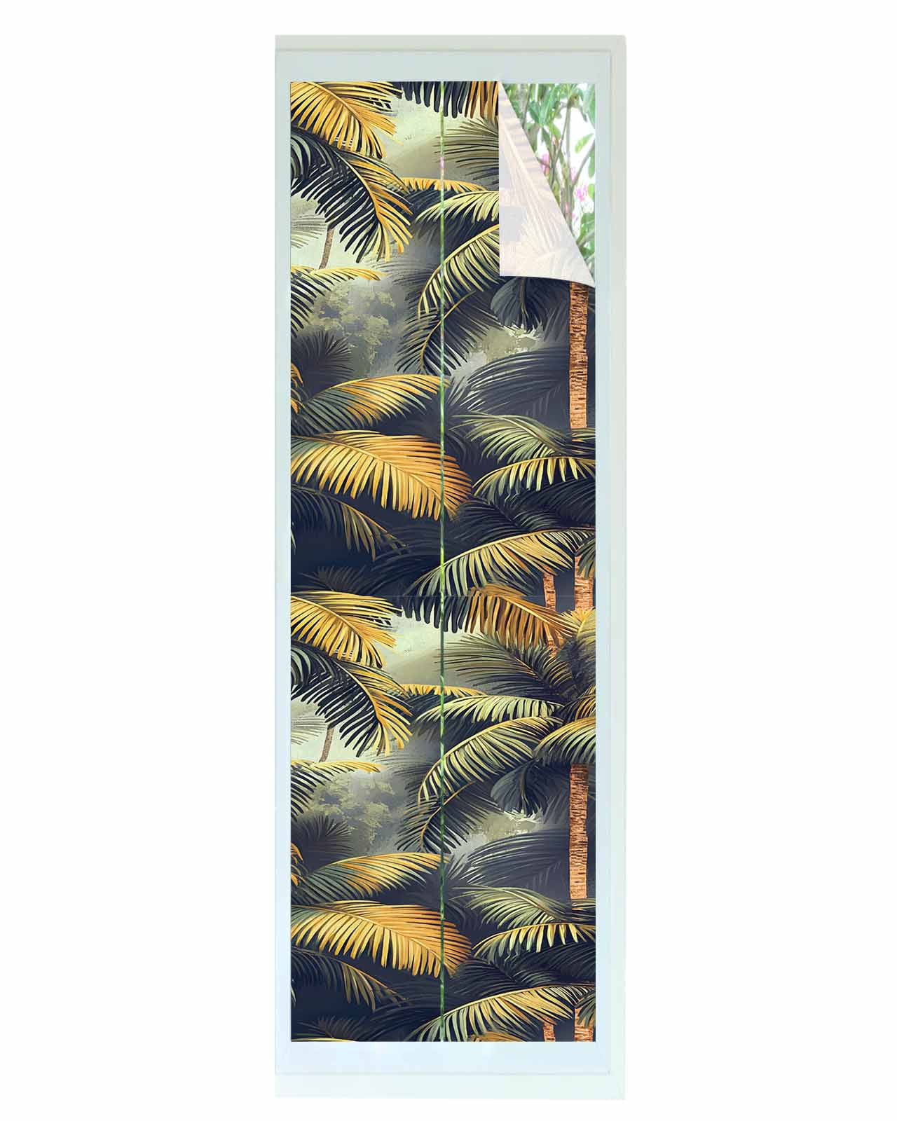 Window Privacy Film Tropical Plant Stained Glass Window Film Decorative ...