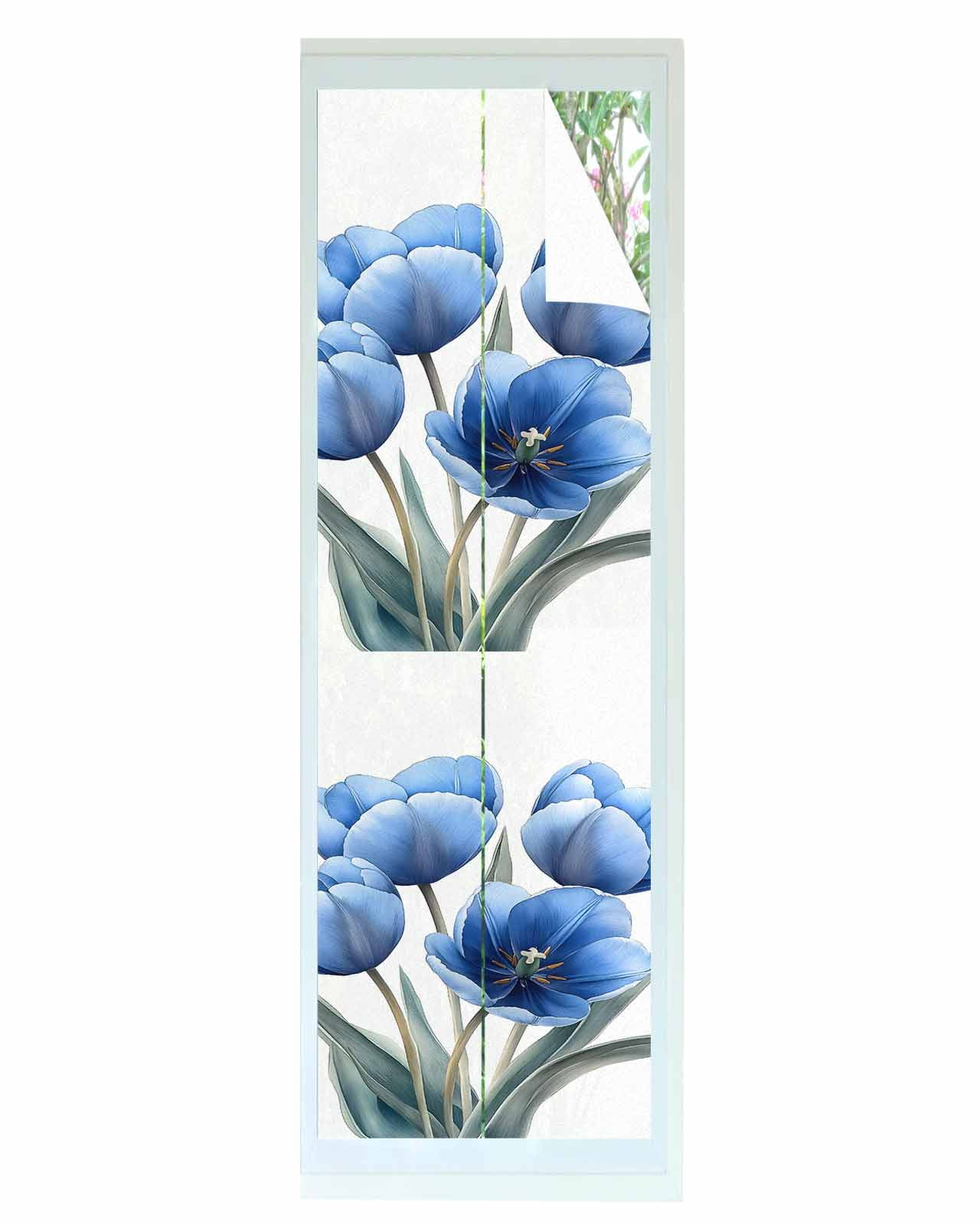 Window Privacy Film Tulip Floral Stained Glass Window Film Decorative ...