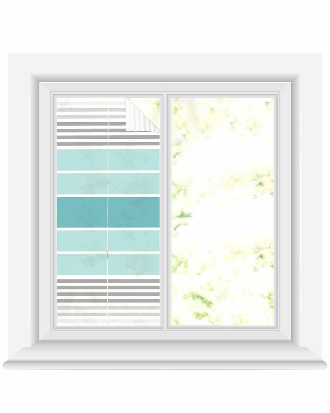 Window Privacy Film Turquoise Aqua Stripes Stained Glass Window Film ...