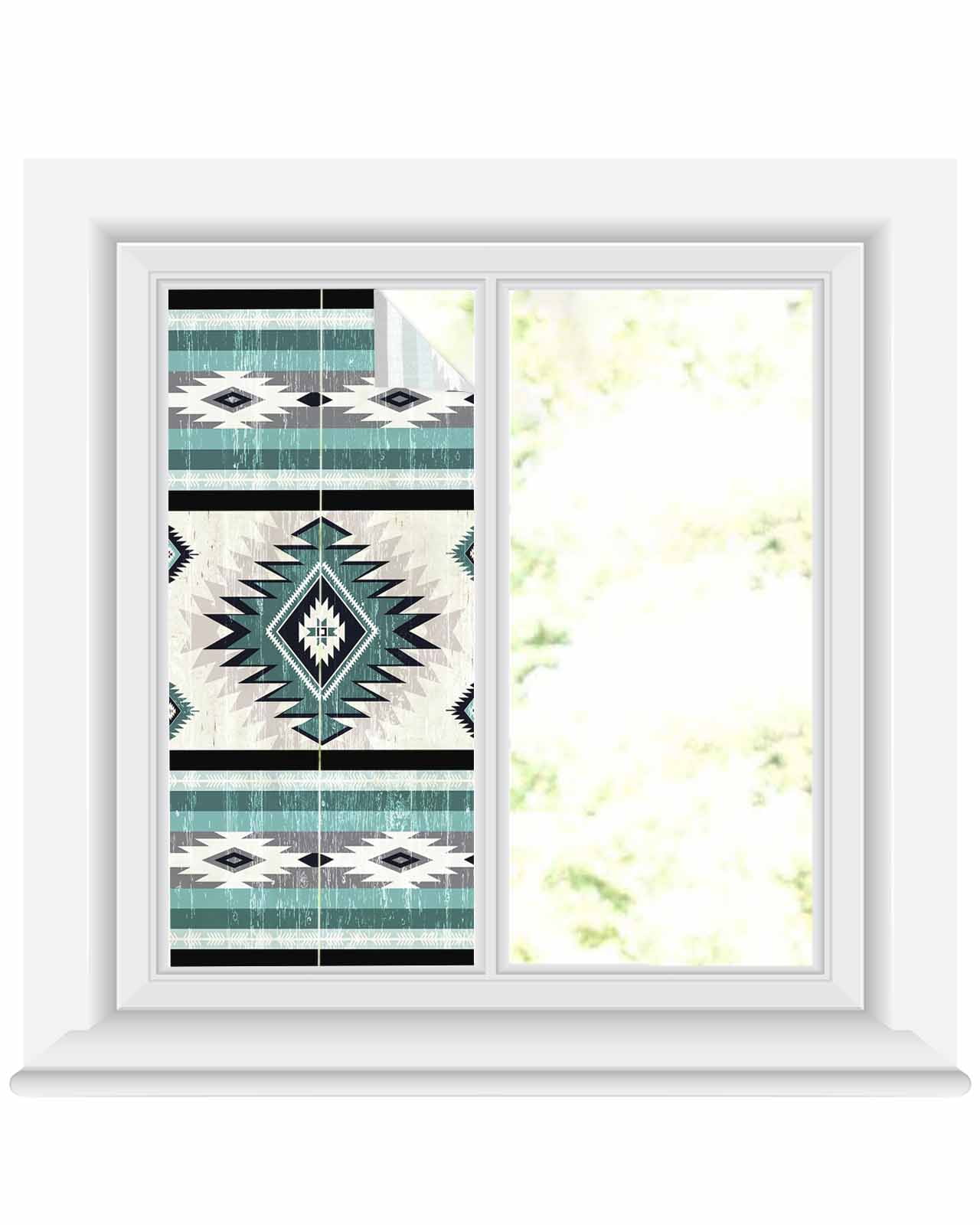 Window Privacy Film Turquoise Aztec Stained Glass Window Film ...