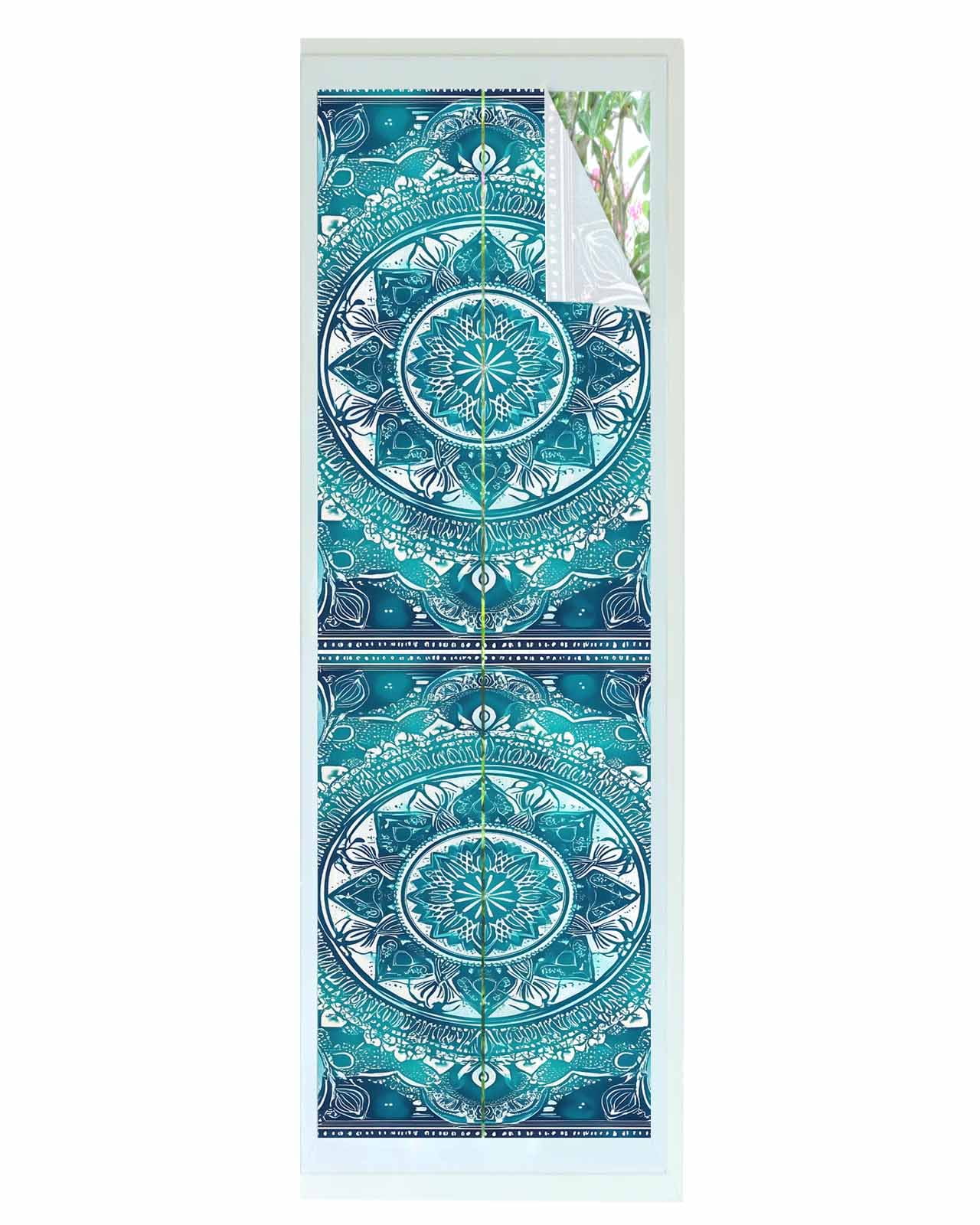 Window Privacy Film Turquoise Boho Stained Glass Window Film Decorative ...